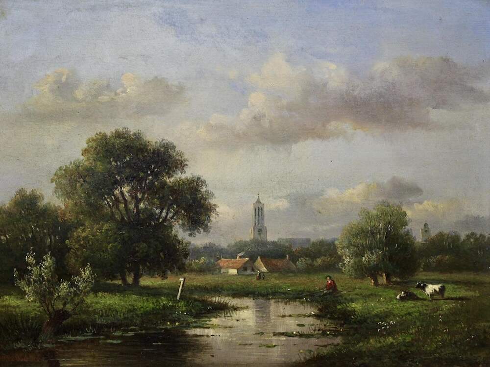 Schildering Johannes Pieter van Wisselingh - Oud Utrecht